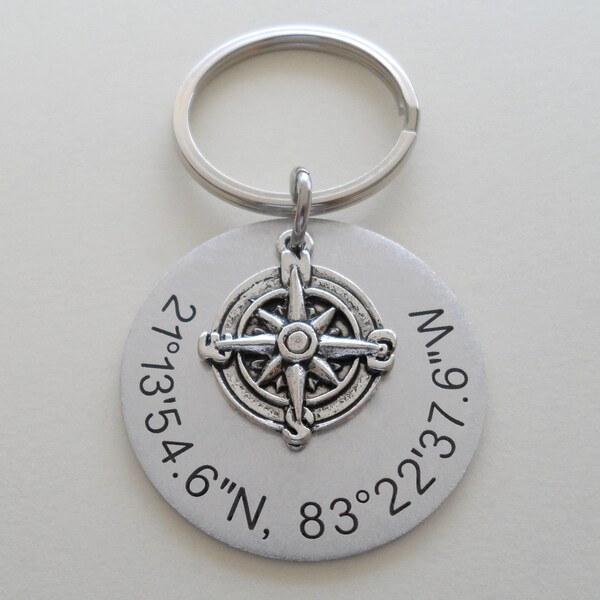 Engraved Compass Keychain - Etsy