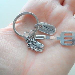 French Fries and Spatula Keychain, Fast Food Employee Appreciation Gift ...