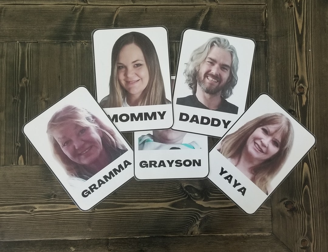 Custom Face Cards Baby Flashcards Family Montessori Flashcards Newborn ...