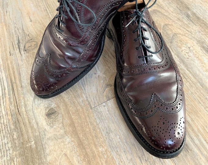 Vintage 80s Allen Edmonds Lloyd Burgundy Wingtip Shoes 10D - Etsy