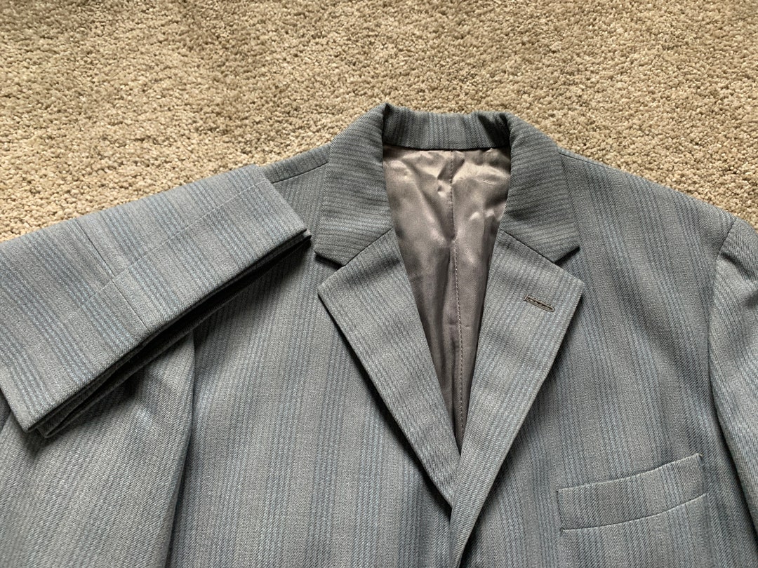 Vintage 50s German Gray Blue Striped Suit 40, 31x28 - Etsy