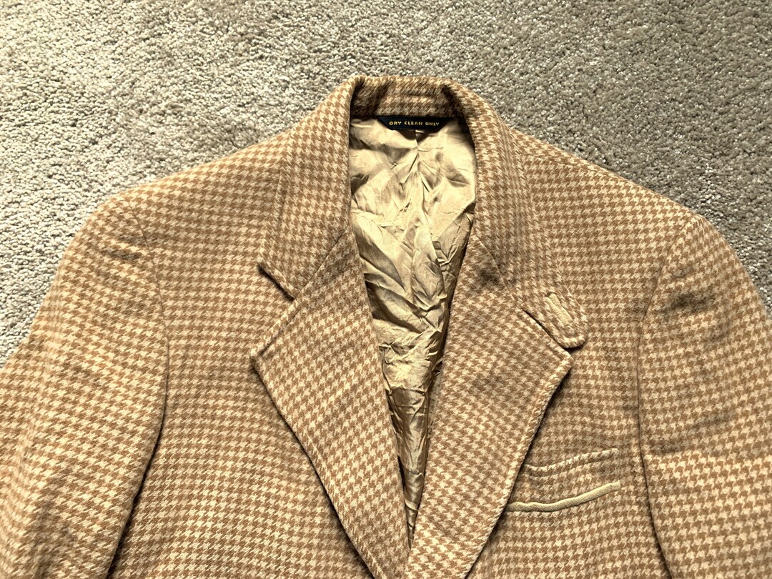 Vintage 70s Curlee Tan Houndstooth Tweed Sport Coat 40 - Etsy