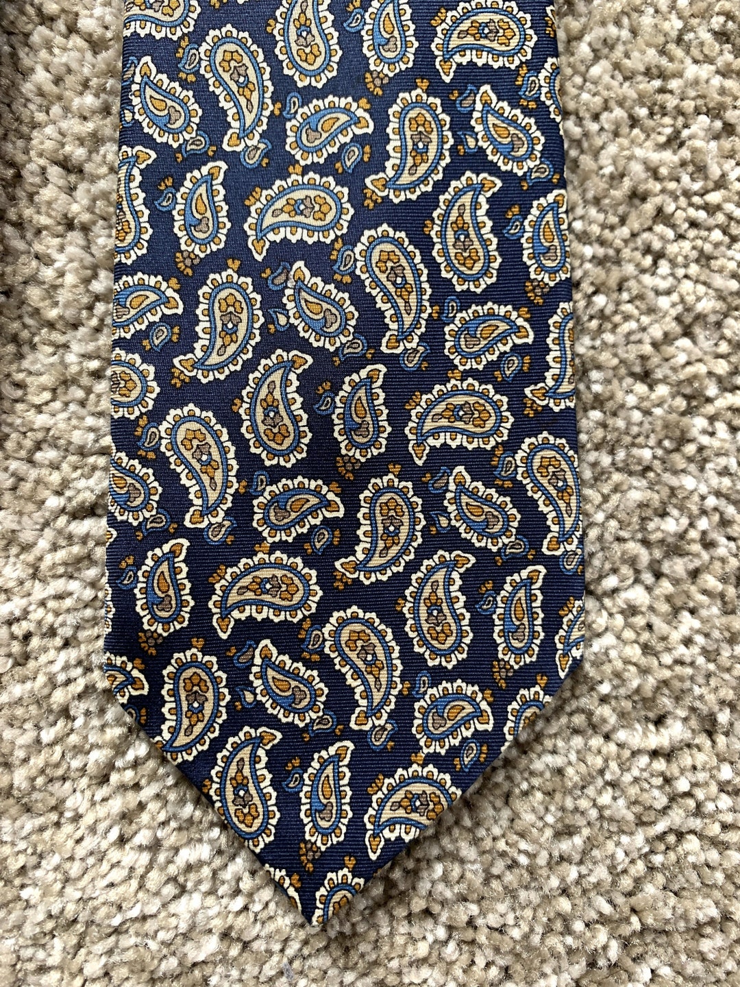 Vintage 80s Rush Wilson Blue Gold Paisley Tie - Etsy