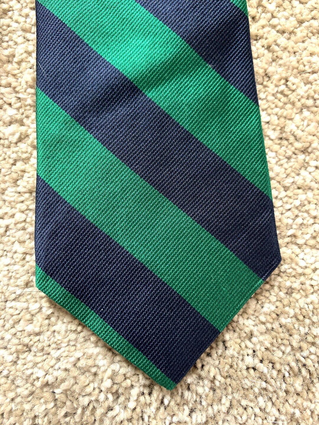Vintage 80s Ashford & Brooks Blue Green Repp Stripe Tie - Etsy