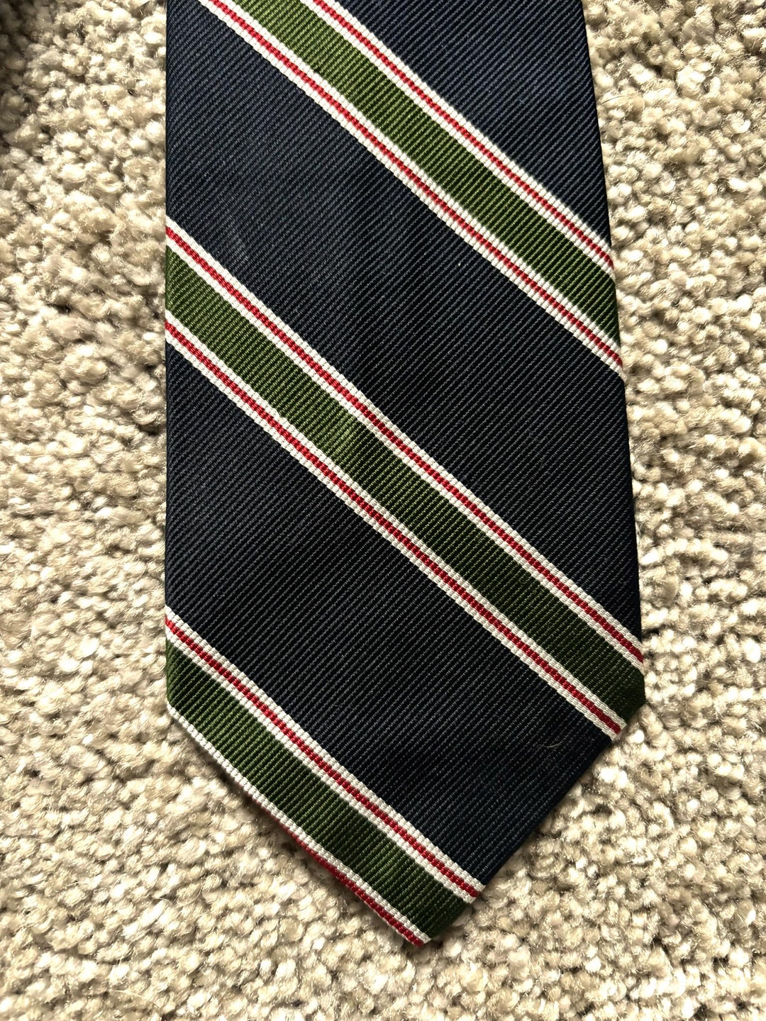 Vintage 60s J. Press Black Green Repp Stripe Tie Beaufort Knot - Etsy