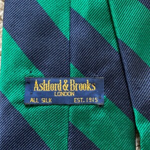 Vintage 80s Ashford & Brooks Blue Green Repp Stripe Tie - Etsy