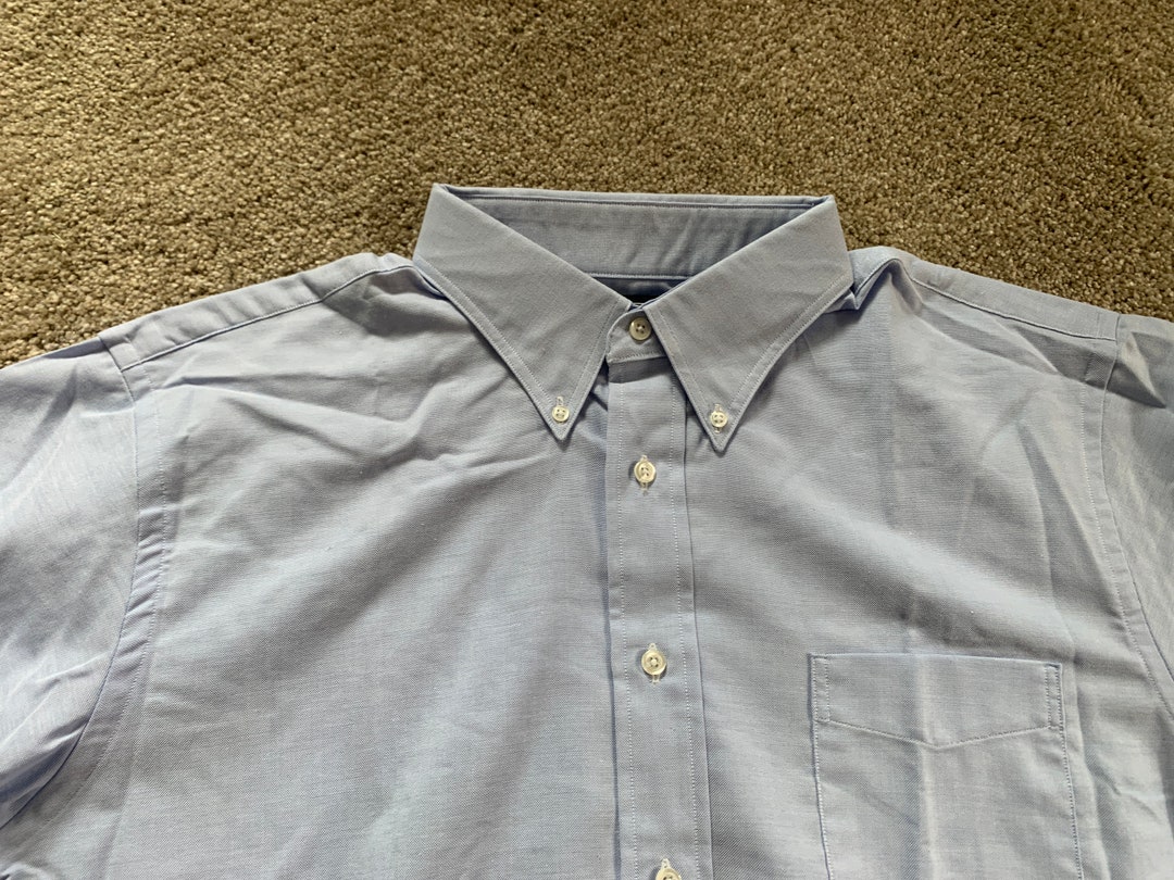 Deadstock Vintage 90s Land's End USA Made Light Blue Oxford Shirt OCBD ...