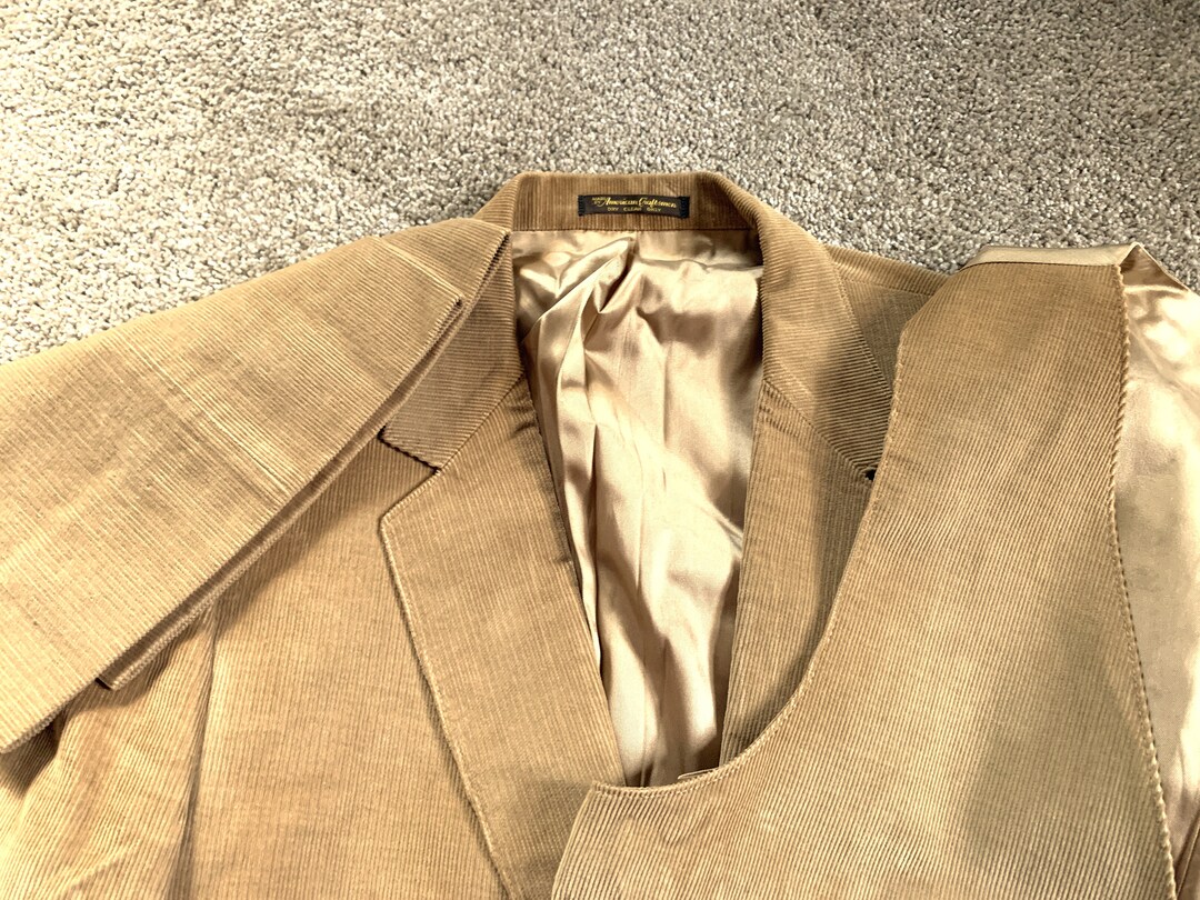 Vintage 80s Warren Sewell Tan Corduroy Three Piece Suit 44, 41x32 - Etsy