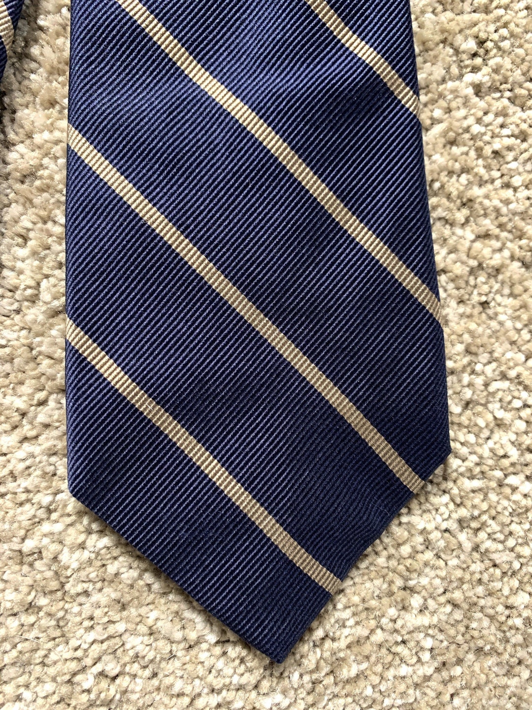 Vintage 80s Lands End Blue Gray Repp Stripe Tie - Etsy