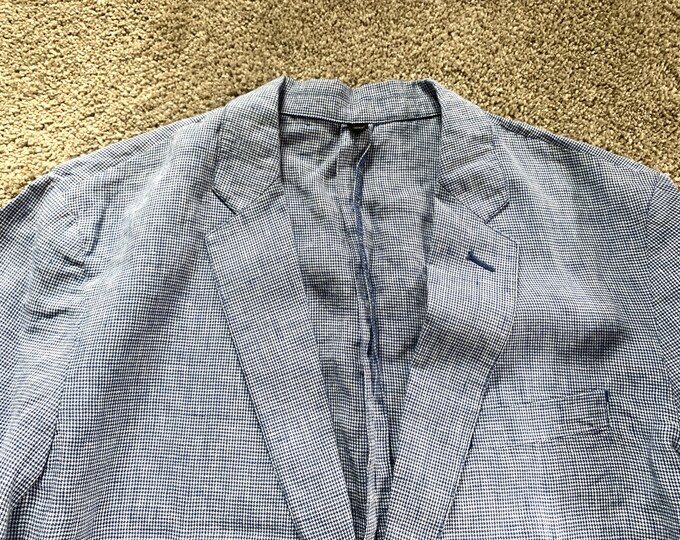Deadstock Newer Vintage J. Crew Blue White Puppytooth Linen Sport Coat ...