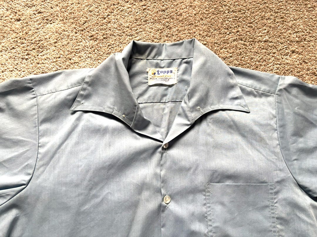 Vintage 60s Topps Light Blue Capri Collar Shirt Medium - Etsy