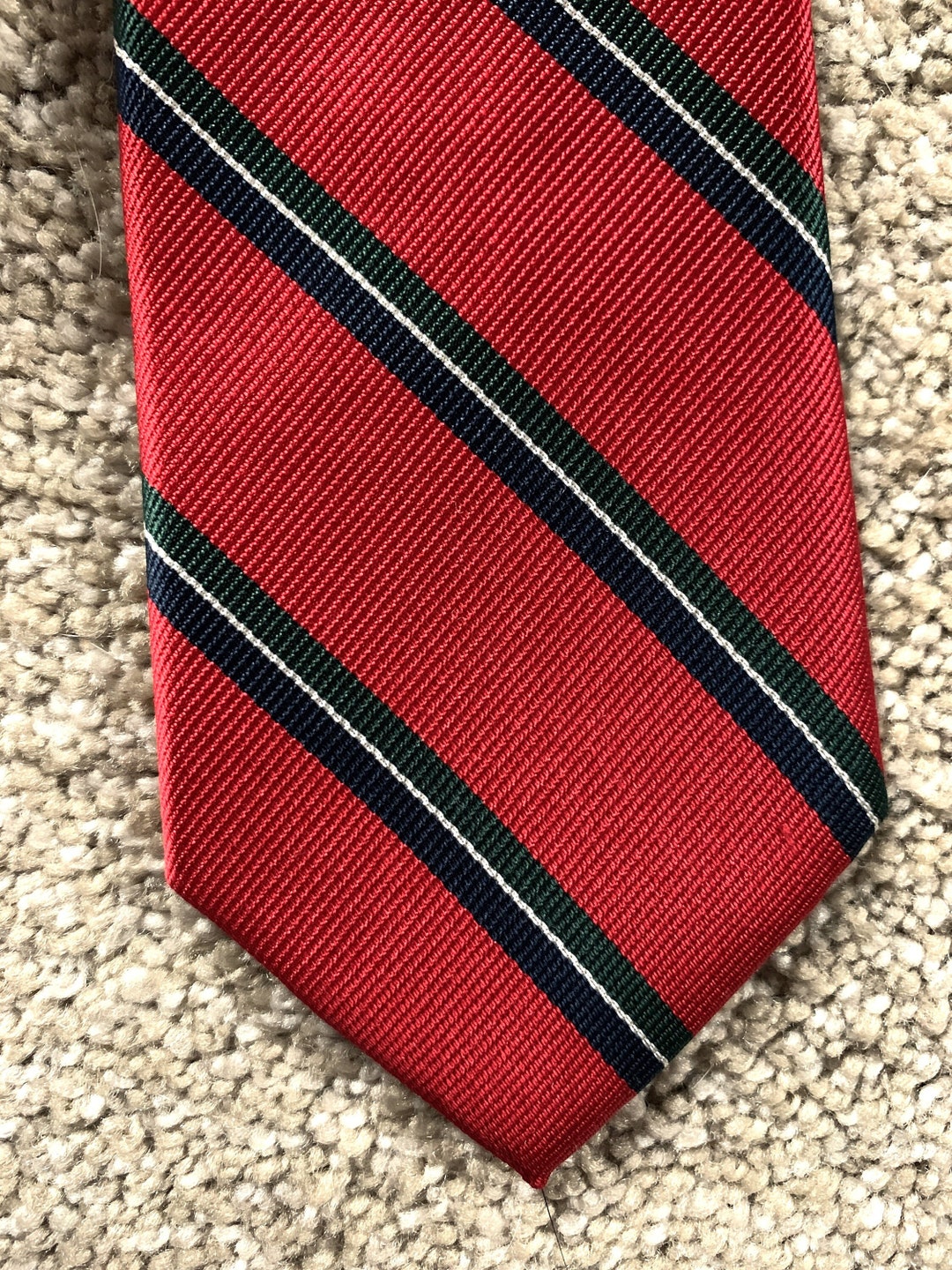 Vintage 80s Stafford Red Blue Green Repp Stripe Tie - Etsy