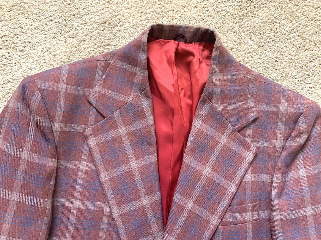 Vintage 70s Classic Collection Blue Red Plaid Sport Coat 40L - Etsy