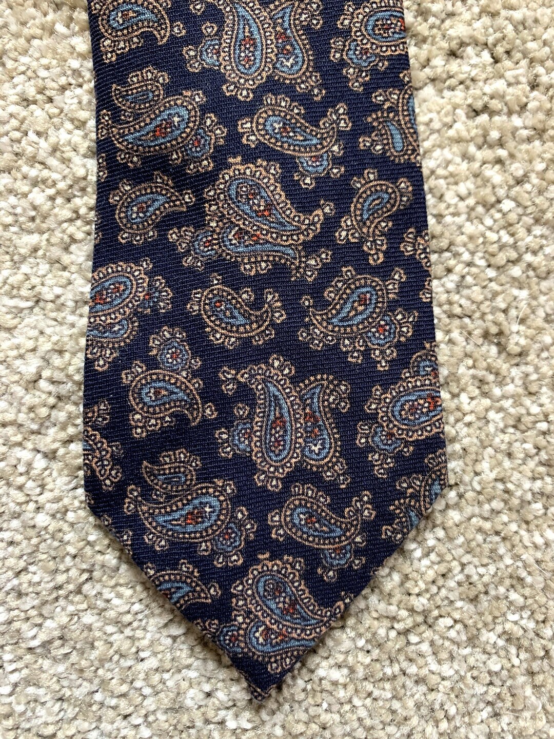 Vintage 70s John Boston Wool Challis Blue Paisley Tie - Etsy
