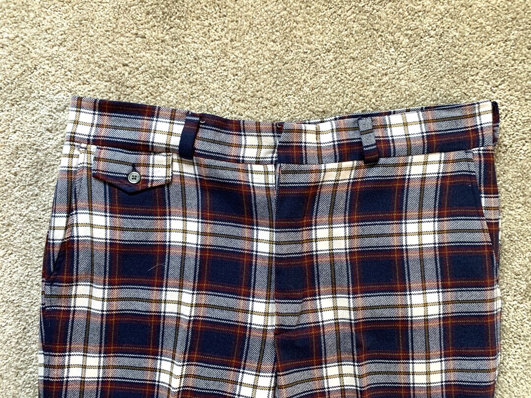 Vintage 70s Levis Panatela White Blue Red Plaid Pants 41x34 - Etsy
