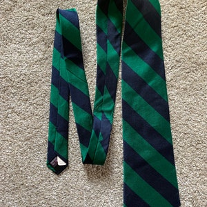 Vintage 80s Ashford & Brooks Blue Green Repp Stripe Tie - Etsy