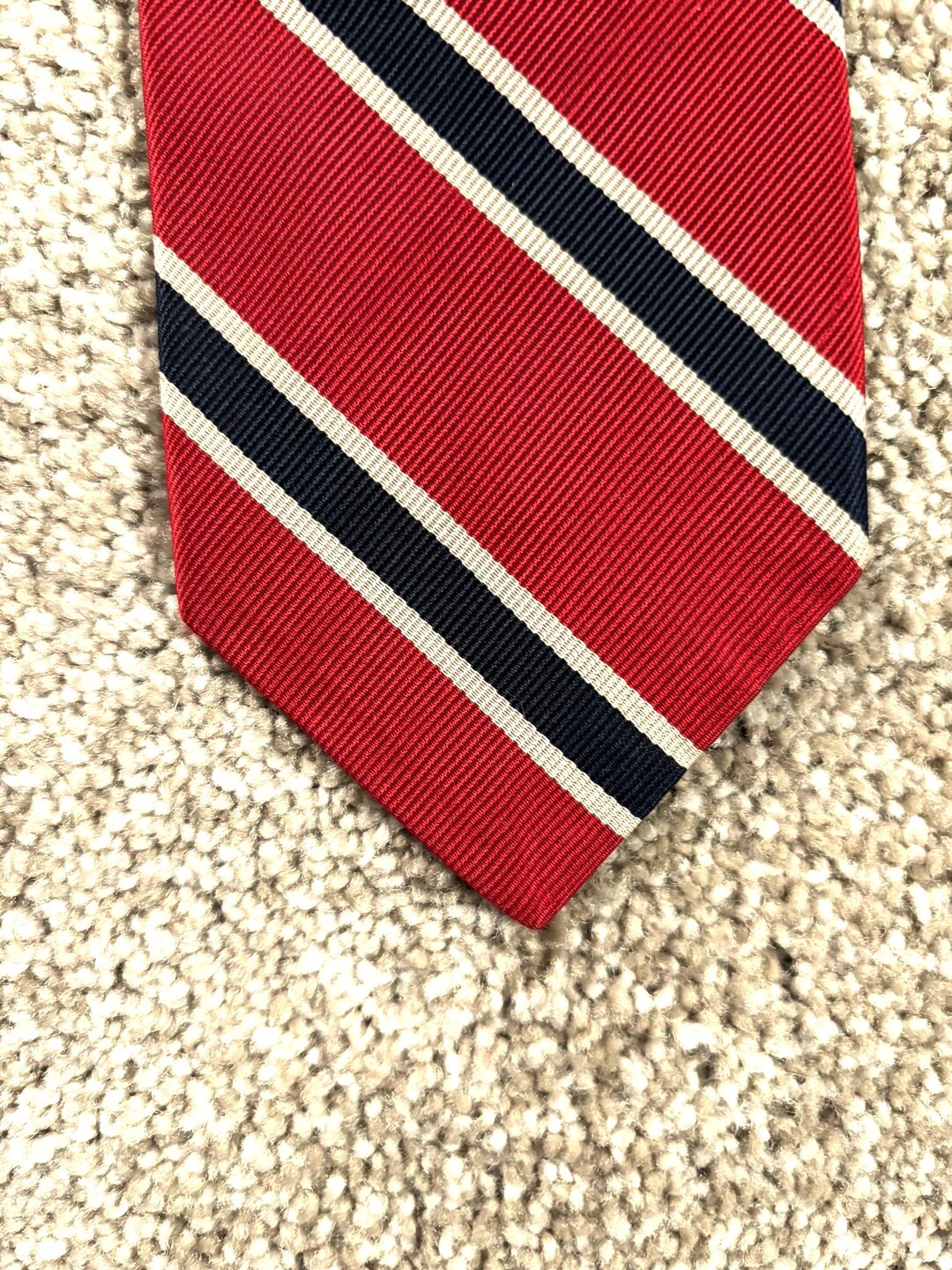 Vintage 80s Robert Talbott Red Blue Silver Regimental Stripe Silk Repp Tie - Etsy