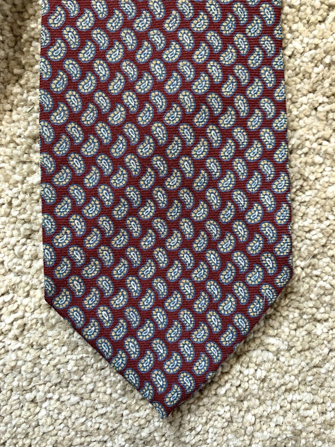 Vintage 70s Rivetz of Boston Maroon Paisley Wool Challis Tie - Etsy