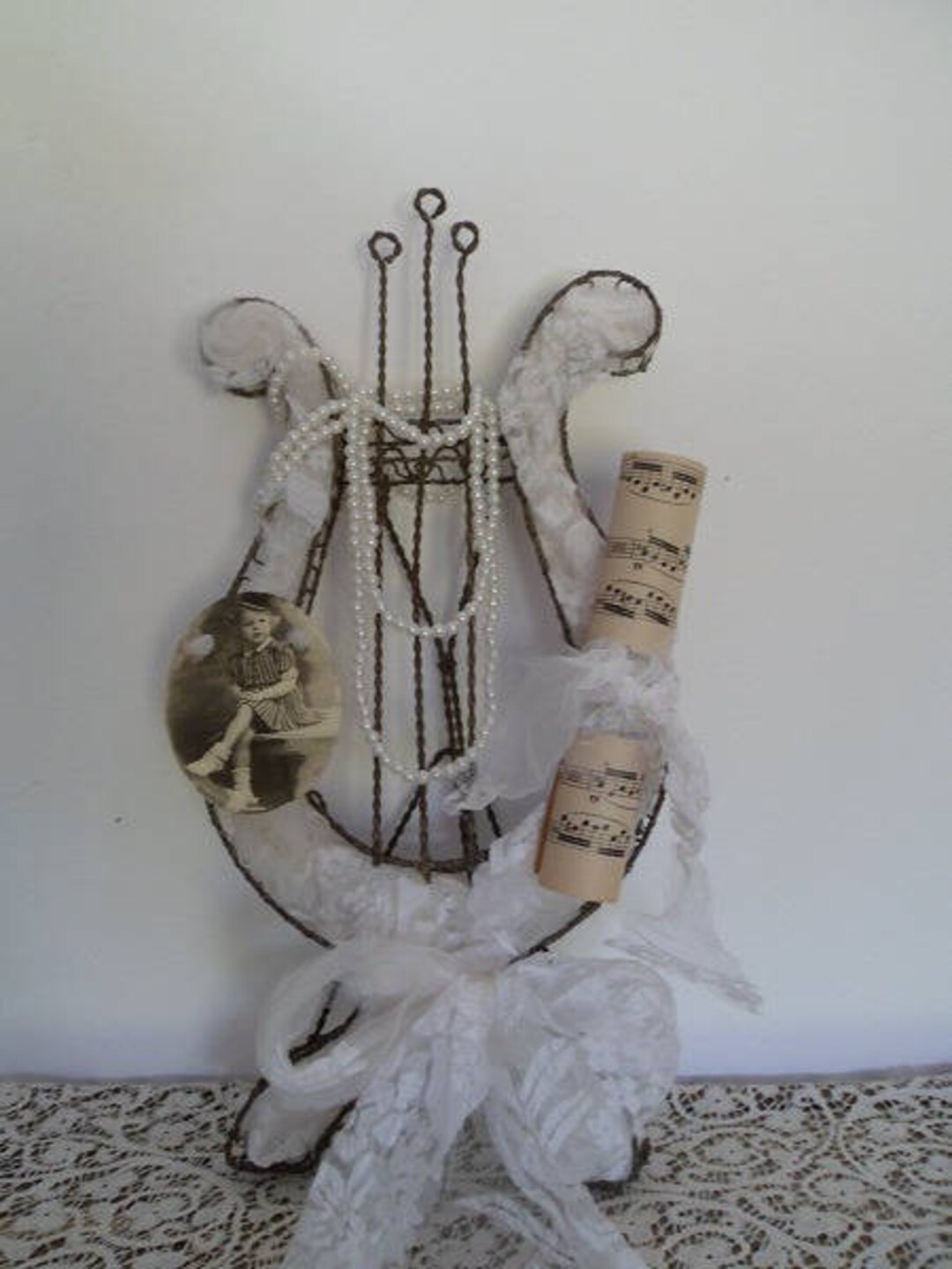 Twisted Metal Lyre and Shabby Chic Décor - Etsy