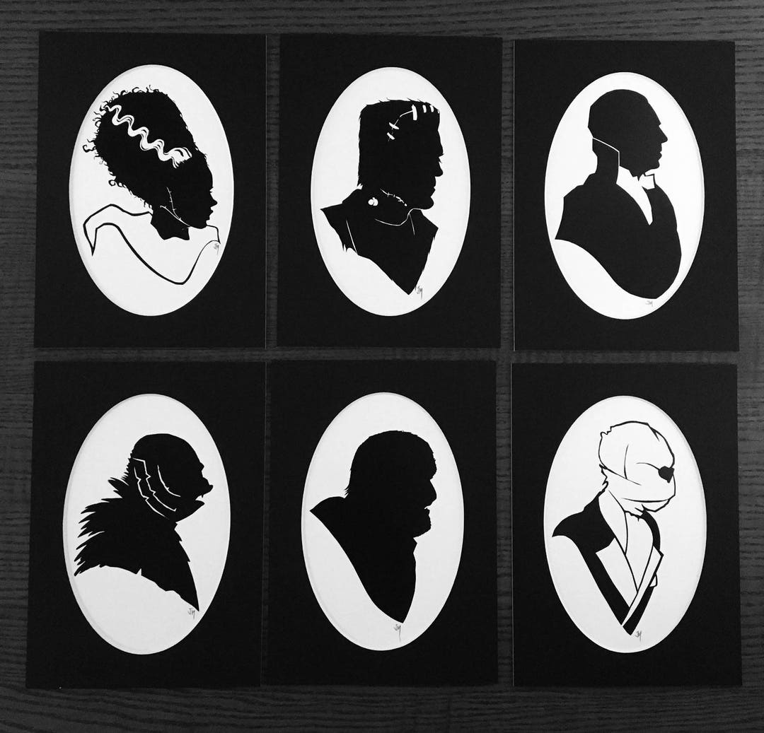 Universal Monsters Silhouette Print Set - Etsy
