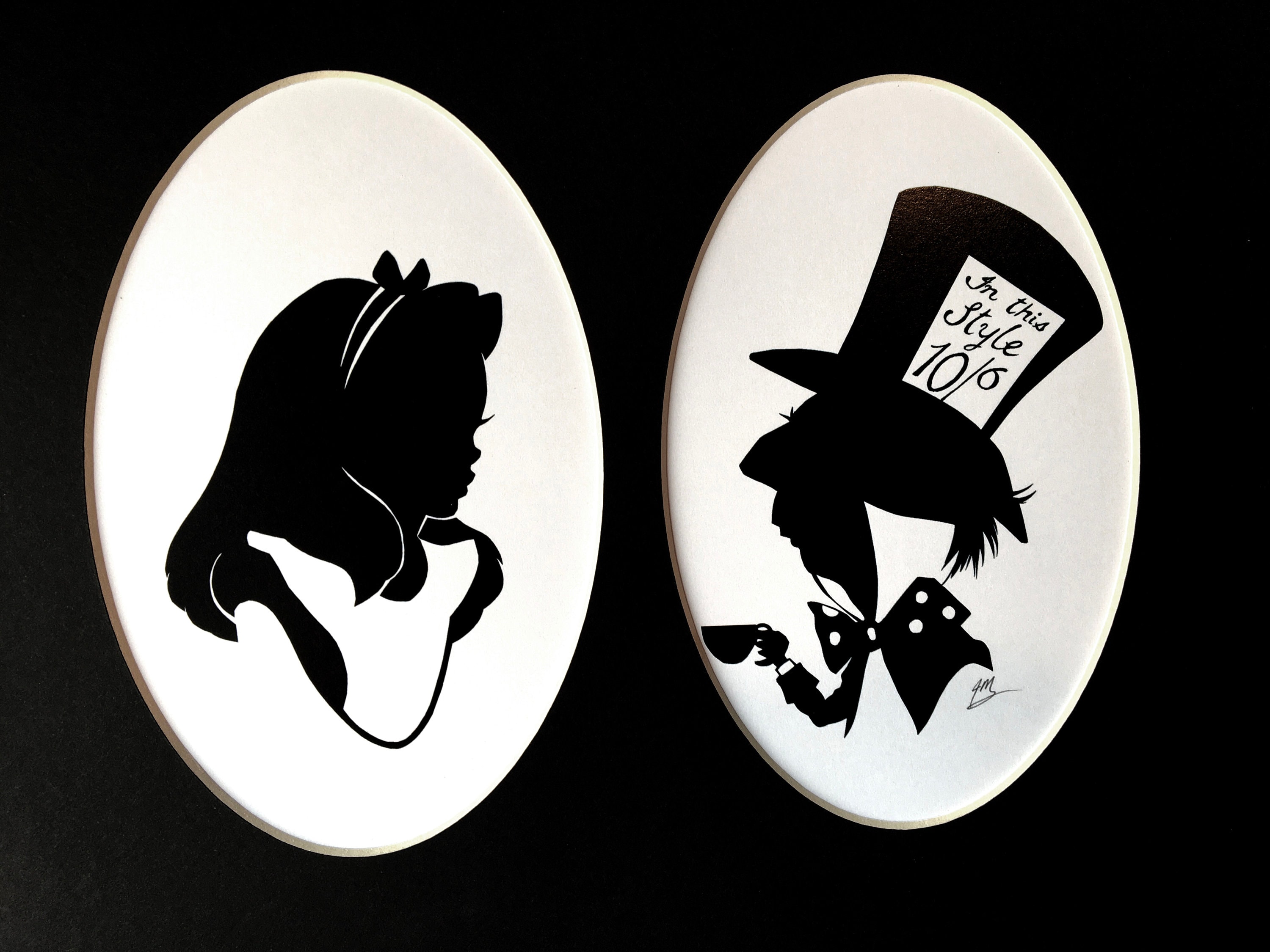 Alice and the Mad Hatter Double Silhouette Print - Etsy