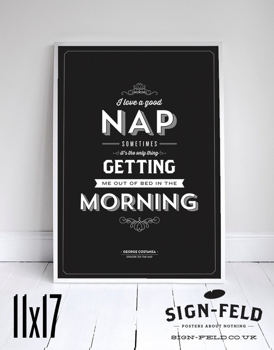 I Love a Good Nap - Seinfeld Quote - Typography - Black - Sleep ...