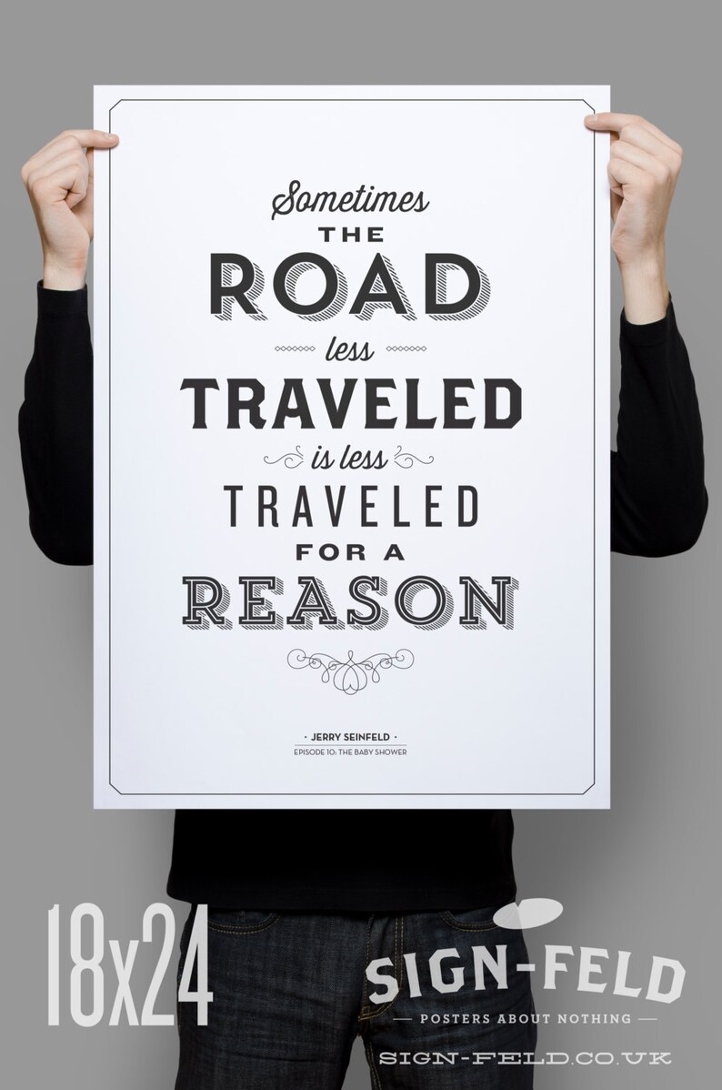 The Road Less Traveled Poster 11x17" - Seinfeld Quote Print - Vintage ...