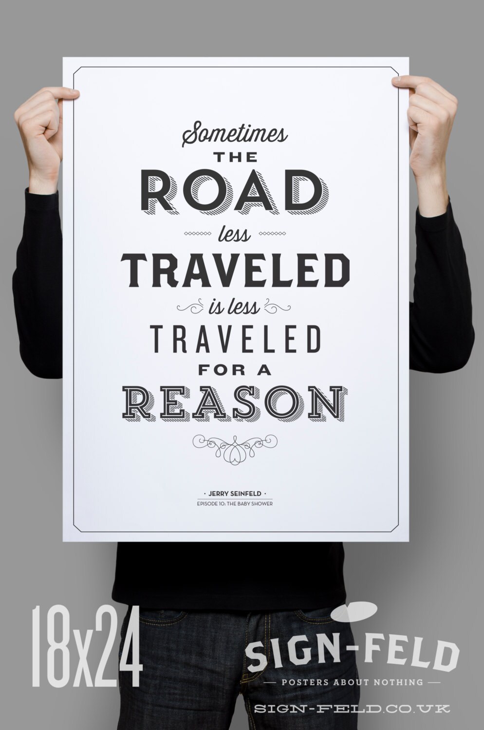 The Road Less Traveled Poster 11x17 Seinfeld Quote Print Vintage Retro ...