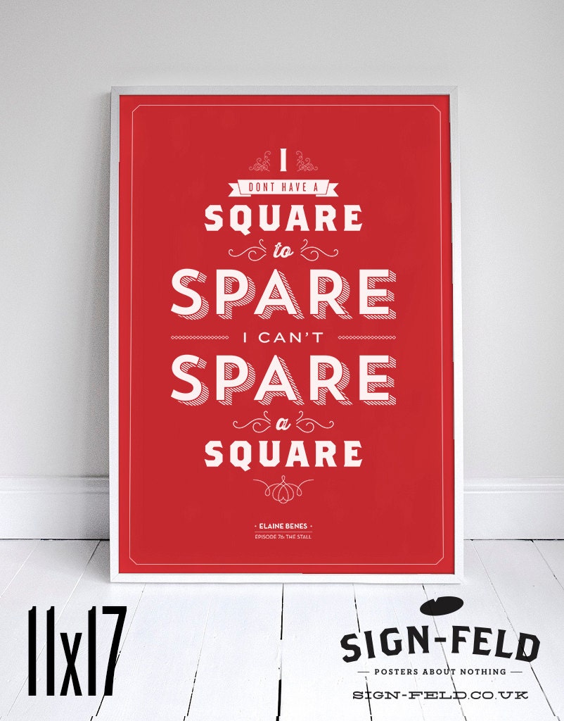 Spare a Square Poster - Seinfeld Quote Print - Vintage Retro Typography ...