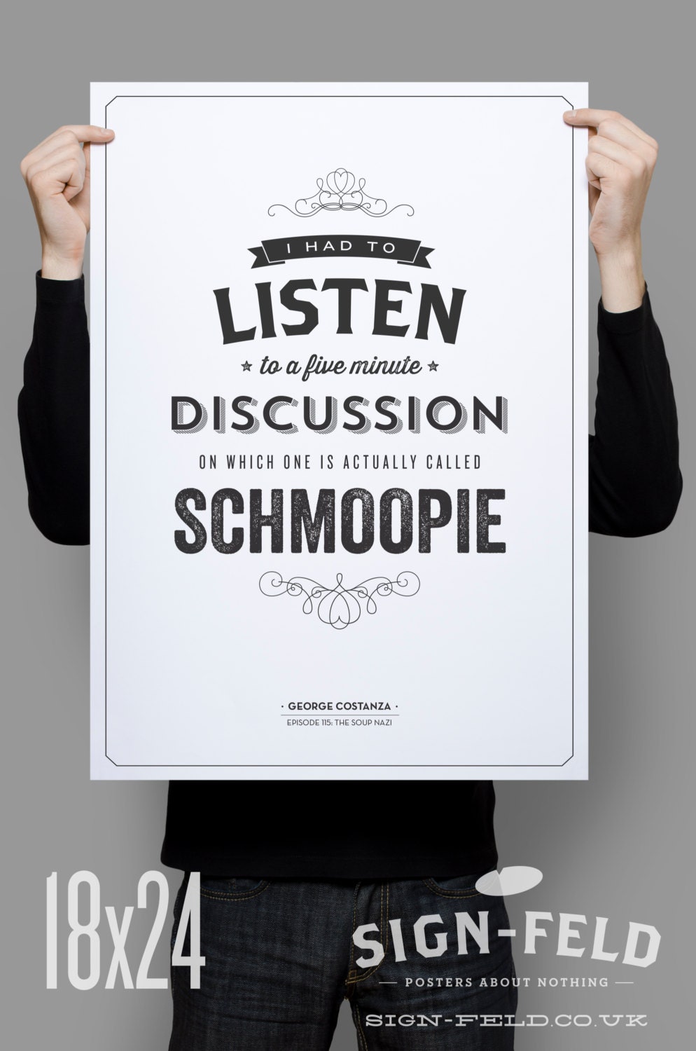 Schmoopie Poster Seinfeld Quote Print Vintage Retro Typography Signfeld ...