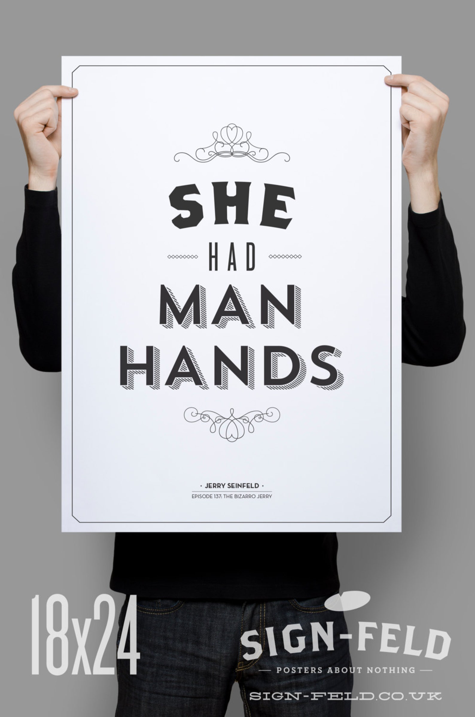 She Had Man Hands Poster Seinfeld Quote Print Vintage - Etsy