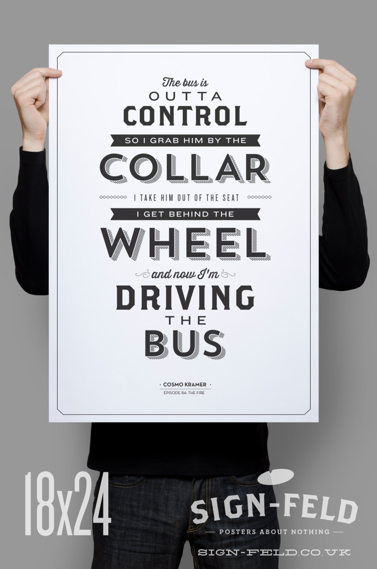 Now I'm Driving the Bus Kramer Quote Seinfeld Typography Poster Home ...