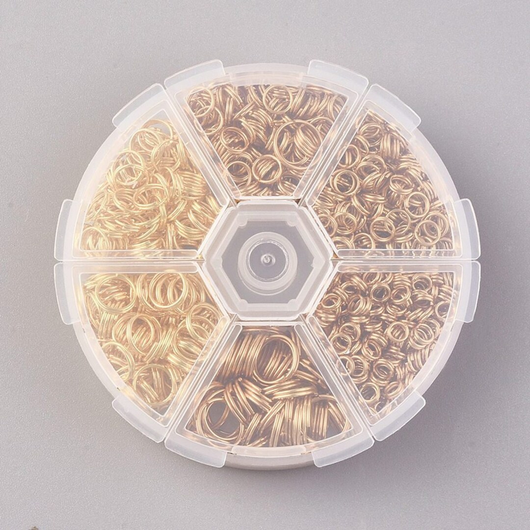 X Split Rings Assorted Sizes in Plastic Size Sorted Box Gold Color 01G ...