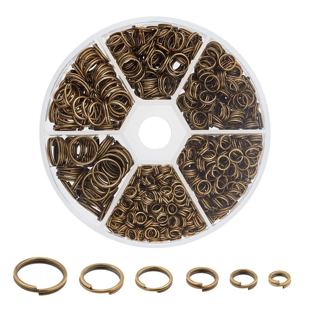 Split Rings Assorted Sizes in Plastic Size Sorted Box Antique Bronze ...