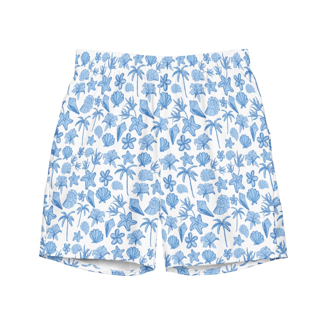 Seacoast Blue and White Eco-friendly Swim Trunks | Comfy Coconut ...