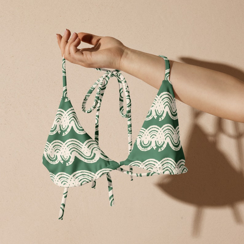 Matcha Green Swirl String Bikini Top Eco-friendly | Comfy Coconut Beach ...