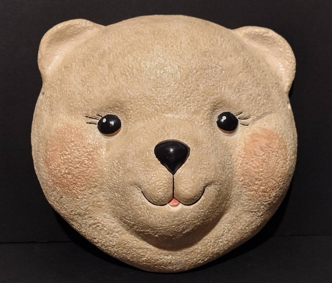 Vintage Handmade Ceramic Teddy Bear Mask Wall Decor 9" - Etsy