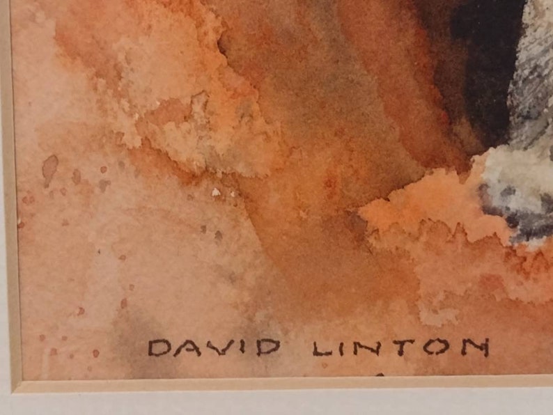 Vintage Signed David Linton Watercolor Painting Rabbit Hole Original ...