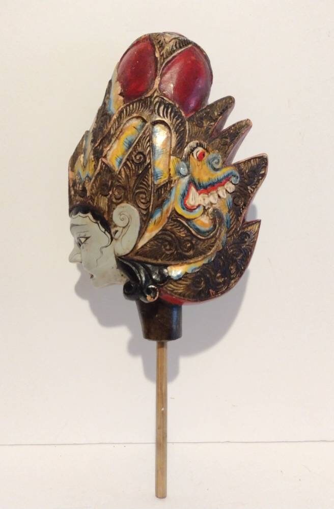 Vintage Indonesian Wayang Golek Hand Carved Wood Stick Puppet Asian ...