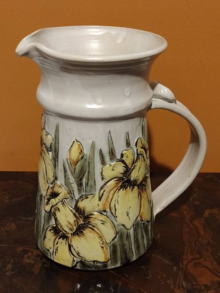 Vintage Signed JS Pottery Artisan Ceramics 2D Pitcher Vase Home Decor 8 ...