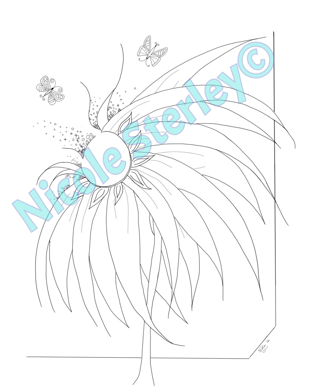 Flower Bubbles - Printable Adult Colouring Page - Instant Download ...