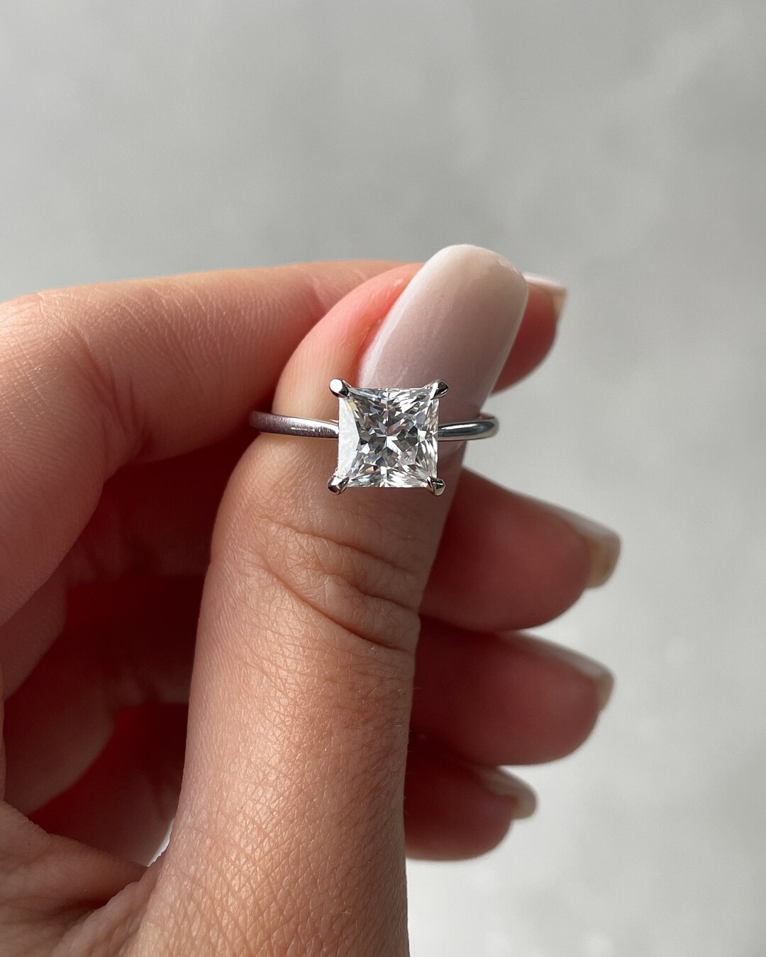 1.50 CT Princess Cut Hidden Halo Diamond Engagement Ring, IGI Certified ...