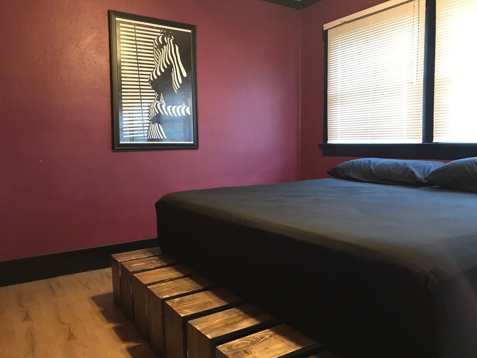 Handmade Modern Wood Platform Bed Frame W/ Bedside Tables & Bench - Etsy