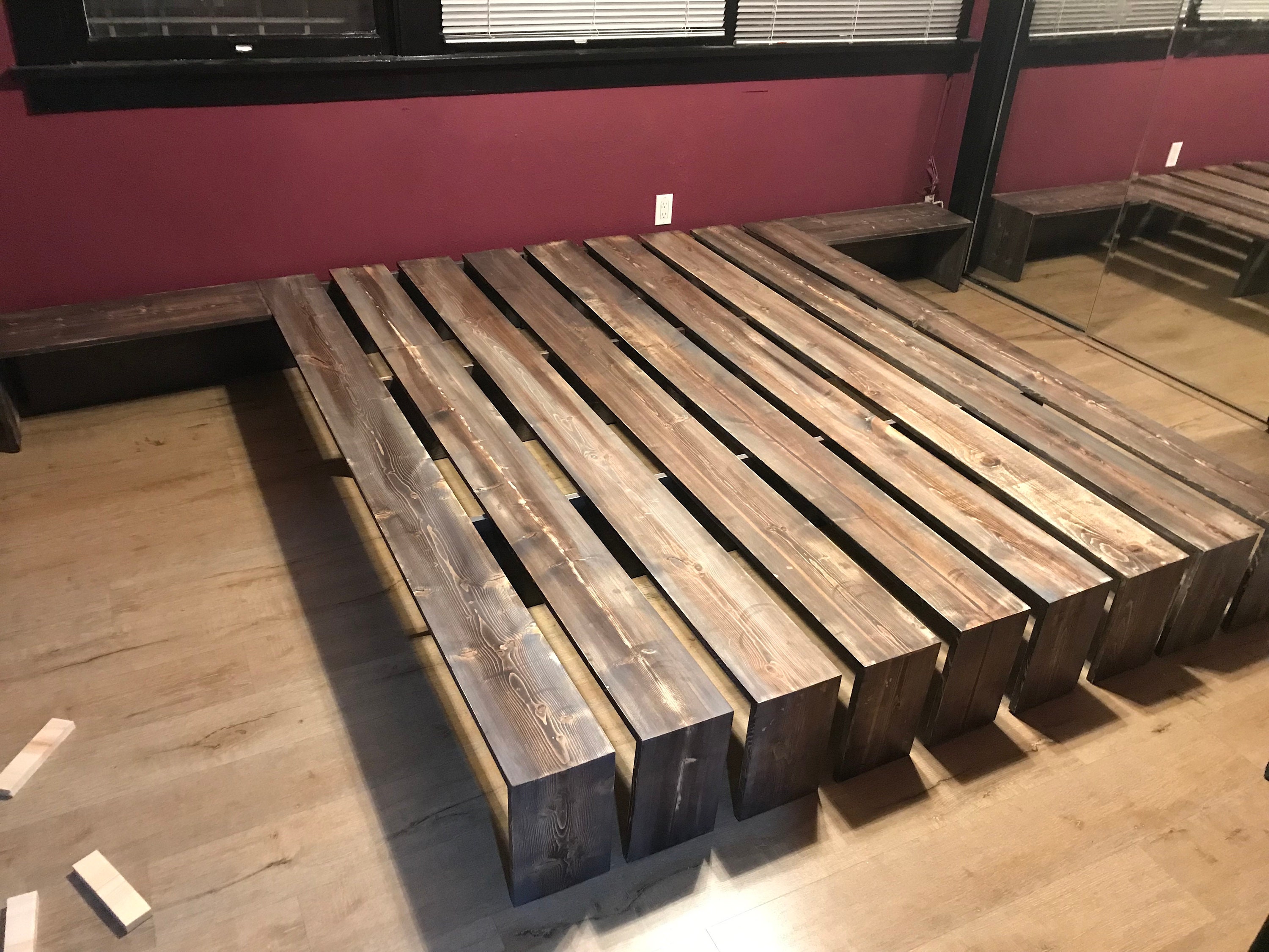 Handmade Modern Wood Platform Bed Frame W/ Bedside Tables & Bench - Etsy