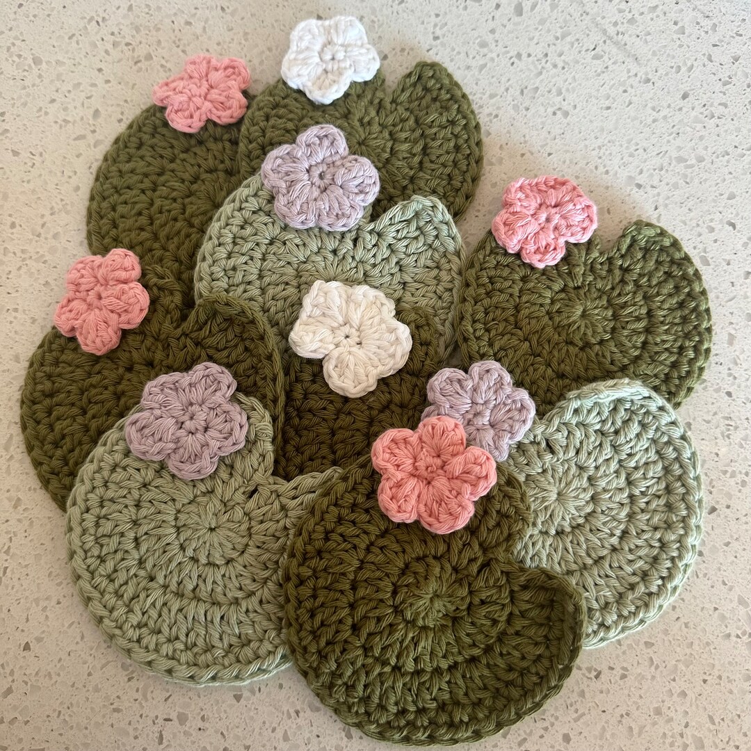 Lily Pad Crochet Cotton Coasters - Etsy