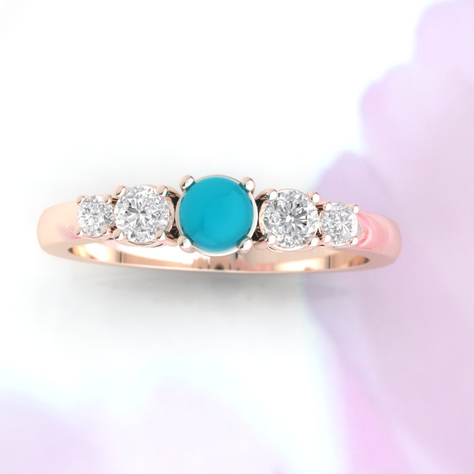 Turquoise Ring. Turquoise and Diamond Ring. Turquoise Engagement Ring ...
