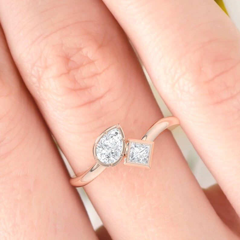 Diamond Ring. Diamond Engagement Ring. Pear and Princess Diamonds ...