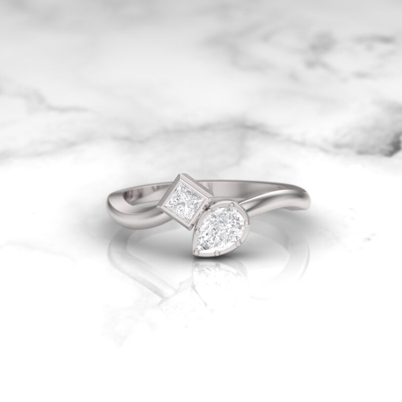 Diamond Ring. Diamond Engagement Ring. Pear and Princess - Etsy