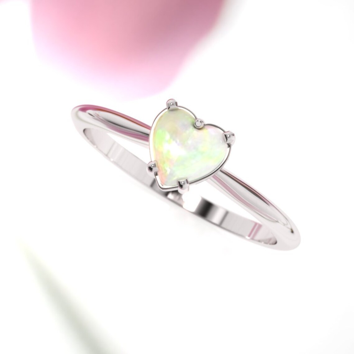 Opal Ring. Heart Shape Opal Rose Gold Ring. Opal Engagement | Etsy