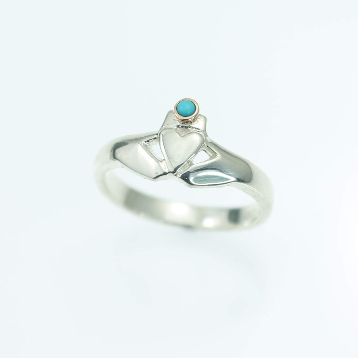 Claddagh Ring With Real Turquoise Set in a Rose Gold Bezel - Etsy